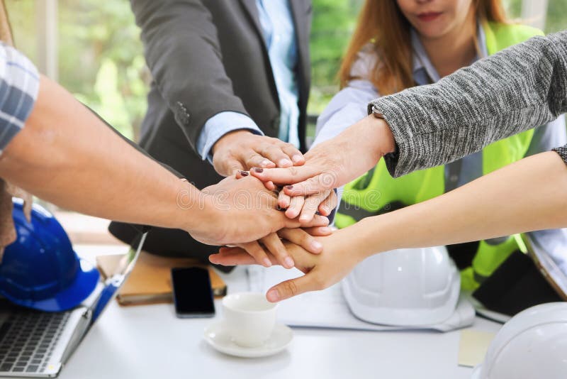 Team Work Concept. Engineering Team Work Together. Engineering Put ...