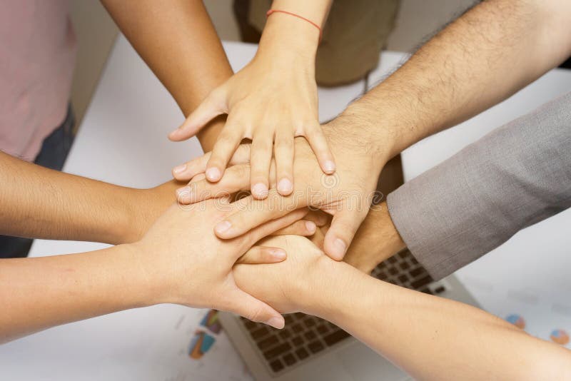 Team Work Concept : Group of Diverse Hands Together Cross Processing of ...