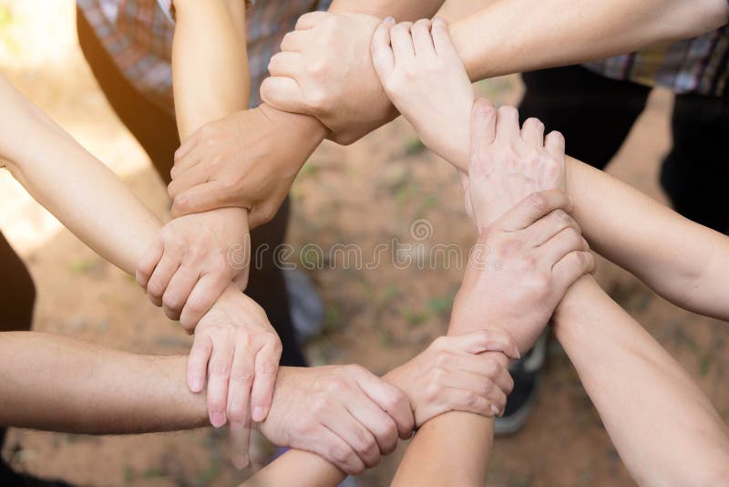 Team Work Concept: Gruppo Di Diverse Mani Insieme Proces Trasversale ...