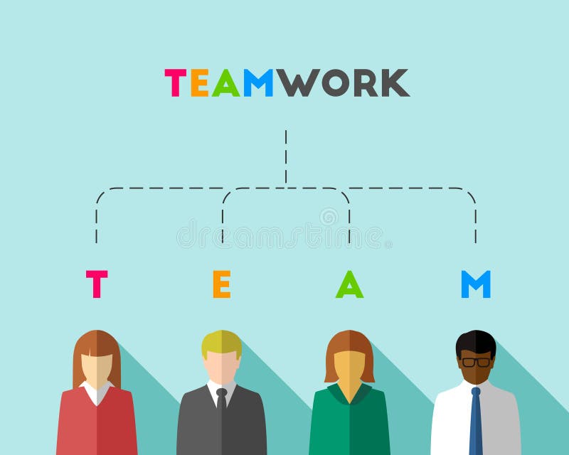 Teamwork Concept with Multicultural Business People Stock Vector ...