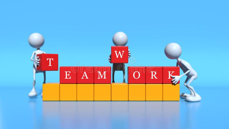 Team Work Concept. White Characters Writing Team Work with Cubes Stock ...