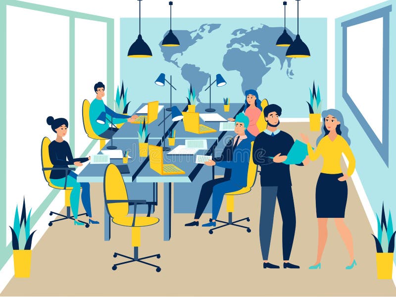 Team Work Conference Meeting. Business Talking. Flat Style Stock Vector ...