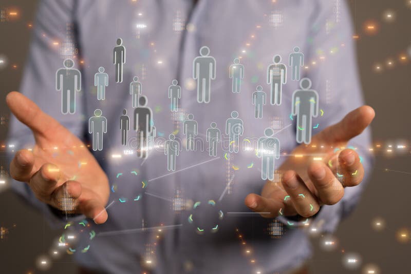 A Team Work Connection Digital Concept Stock Photo - Image of hand ...