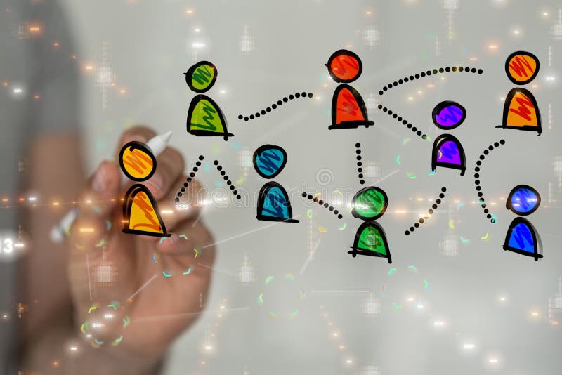 A Team Work Connection Digital Concept Stock Photo - Image of magnify ...