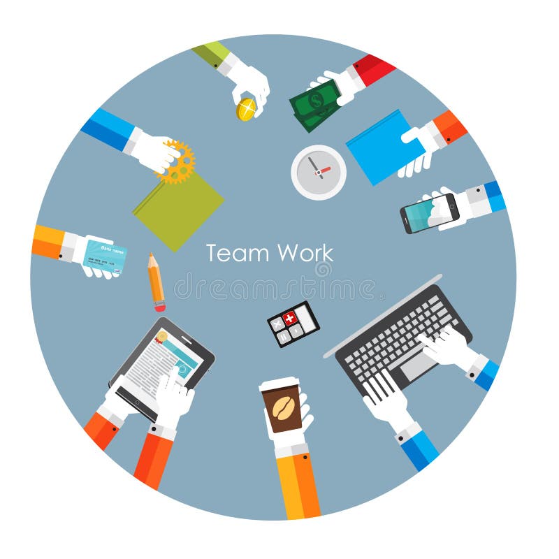 Team Work Flat Concept Vector-Illustration Vektor Abbildung ...