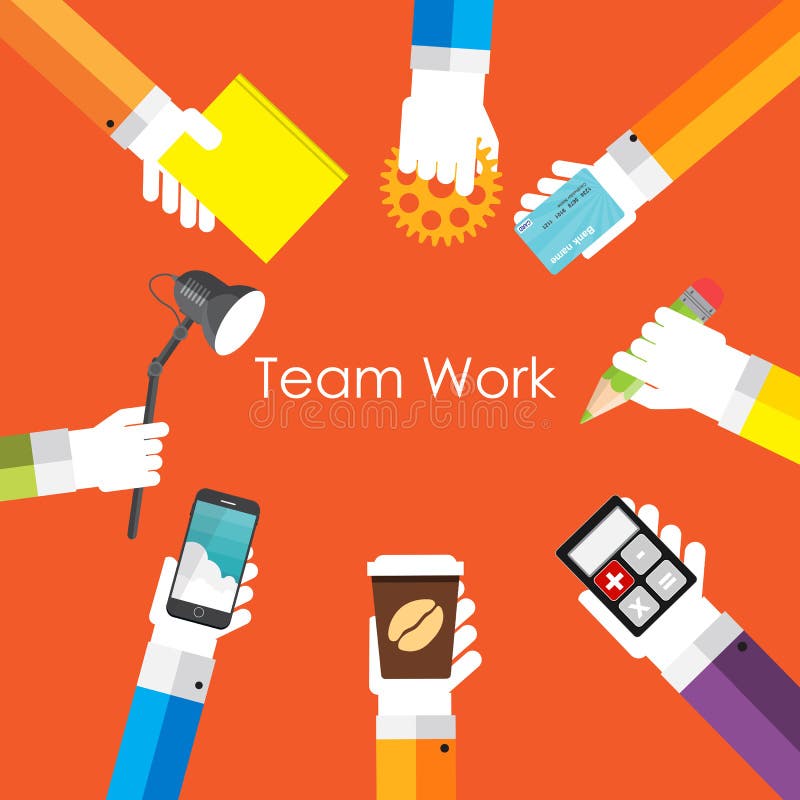Team Work Flat Concept Vector Illustration Stock Vector - Illustration ...