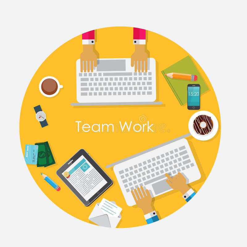 Team Work Flat Concept Vector Illustration Stock Vector - Illustration ...