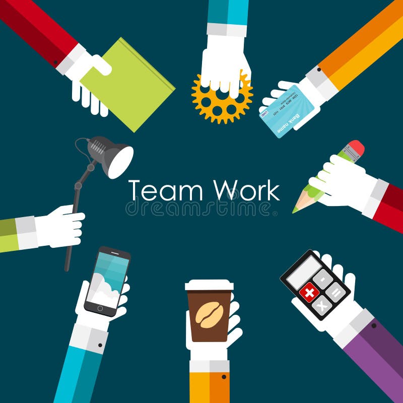 Team Work Flat Concept Vector Illustration Stock Vector - Illustration ...