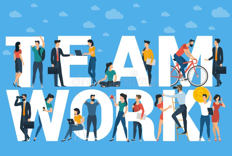 Team Work Flat Design Template Stock Vector - Illustration of caption ...