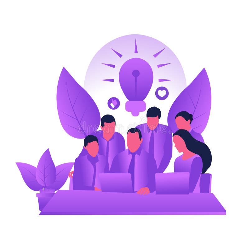 Team Work- Team Work Flat Vector Illustration Stock Illustration ...