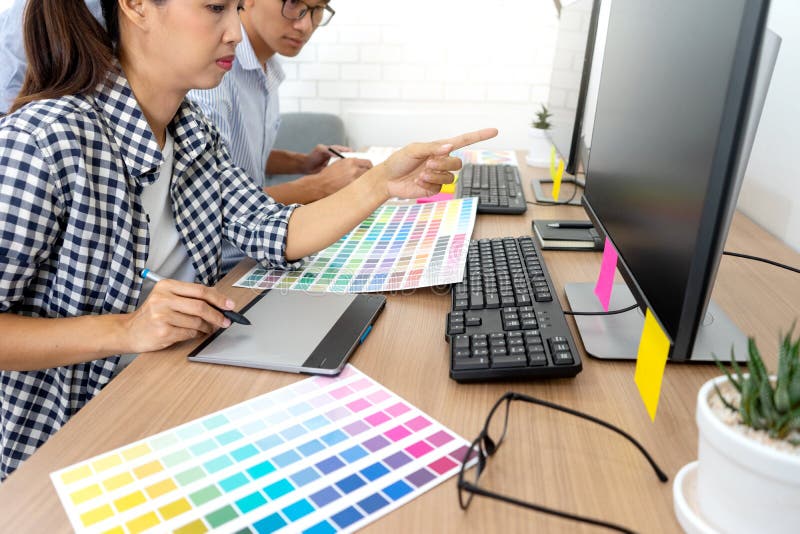 Team Work for Graphic Design Stock Photo - Image of designer, paper ...