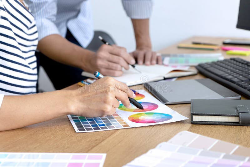 Team Work for Graphic Design Working Stock Image - Image of phone ...