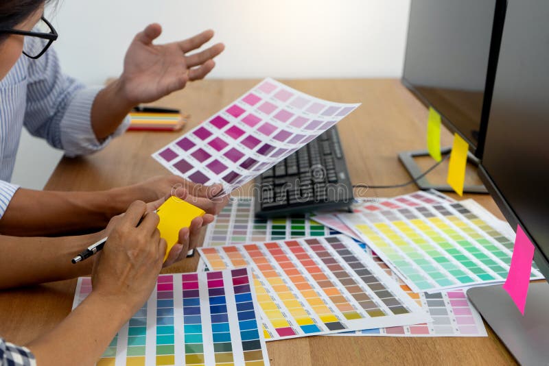 Team Work for Graphic Design Working Stock Image - Image of colorful ...
