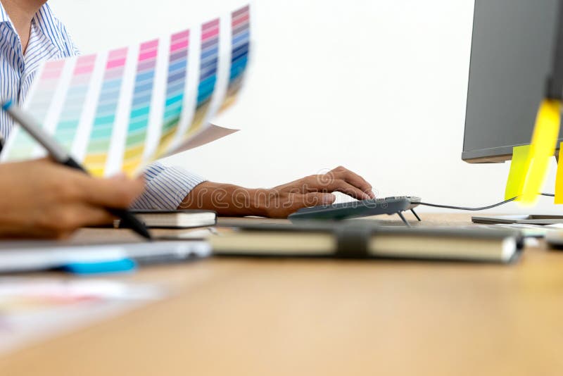 Team Work for Graphic Design Working Stock Image - Image of document ...