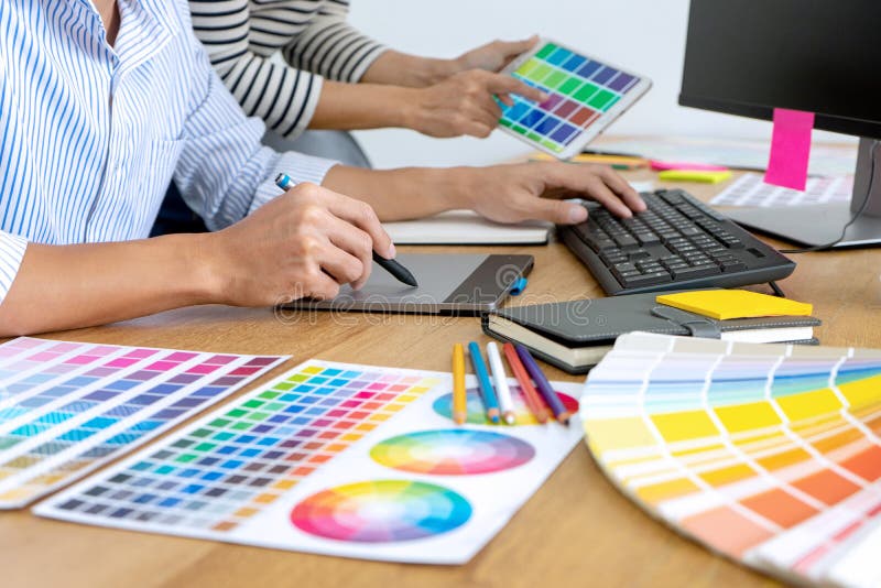 Team Work for Graphic Design Working Stock Photo - Image of designer ...
