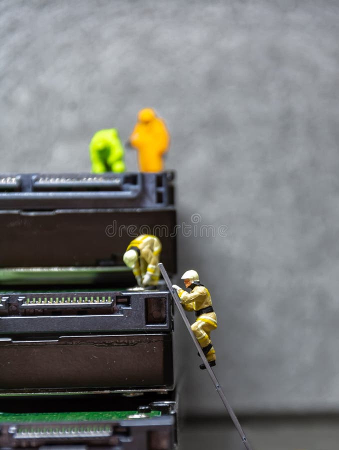 Team at Work for Hard Disk Maintenance Stock Photo - Image of view ...