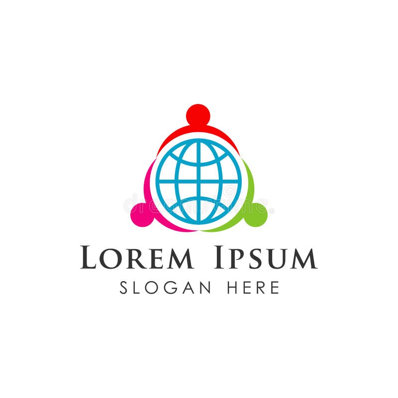 Team Work Human Logo Template. World Connections Logo Template Stock ...