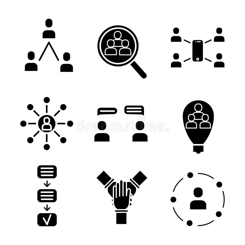 Team Work. Management Structure Black Icon on White Background Stock ...