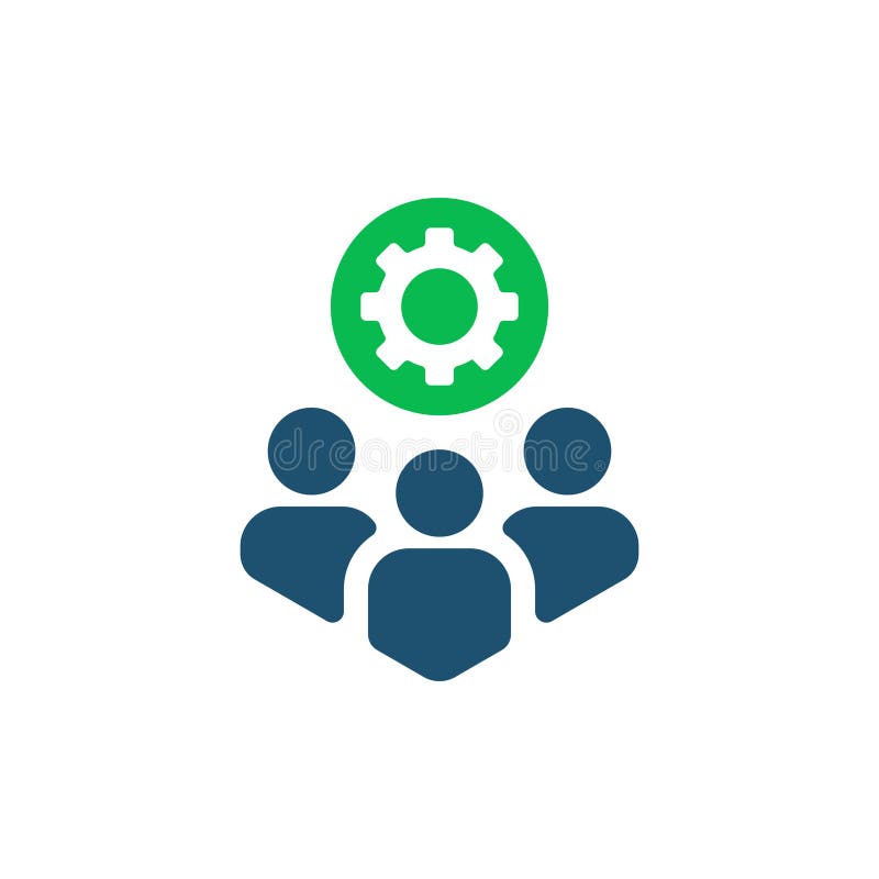 Team Work Icon with Gear Like Easy Operation Process Stock Vector ...