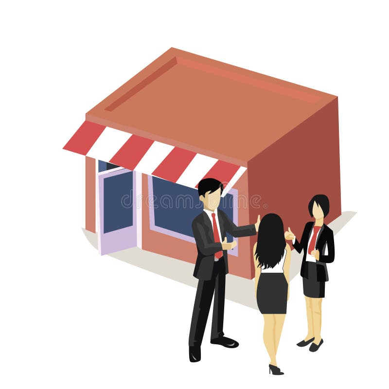 Team Work, Isometrics and Flat, Business Store Structure, Concept ...