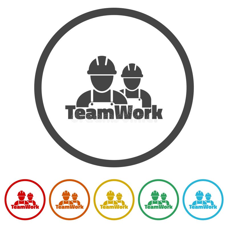 Team Work Logo. Set Icons in Color Circle Buttons Stock Vector ...