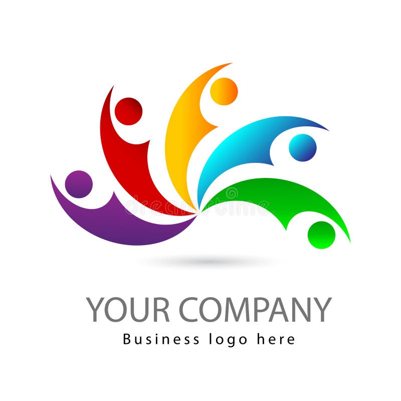 Team Work Multi Color Five People Together in White Background Stock ...