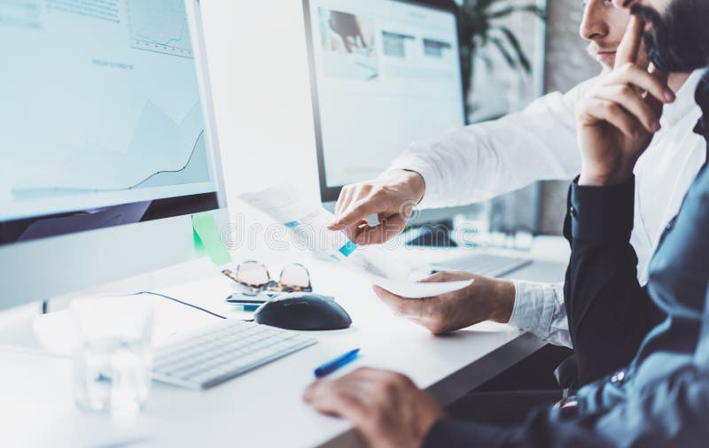 Team Work Process.Businessman Teamwork New Project.Photo Young Business ...