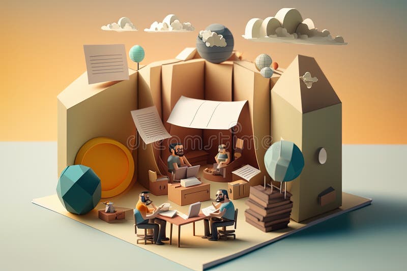 Team Work Process. Marketing Strategy Brainstorming. Paperwork and ...