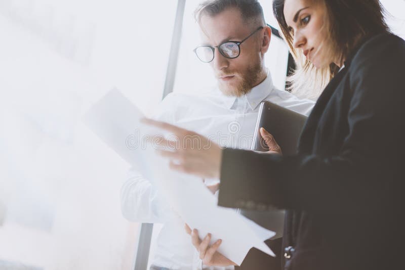 Photo Team Work Process, Signs Documents Table. Account Managers Crew ...