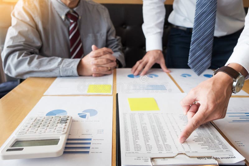 Team Work Process Young Business Managers Crew Working with New Stock ...