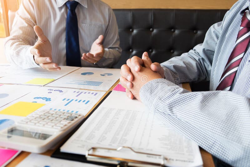 Team Work Process Young Business Managers Crew Working with New Stock ...