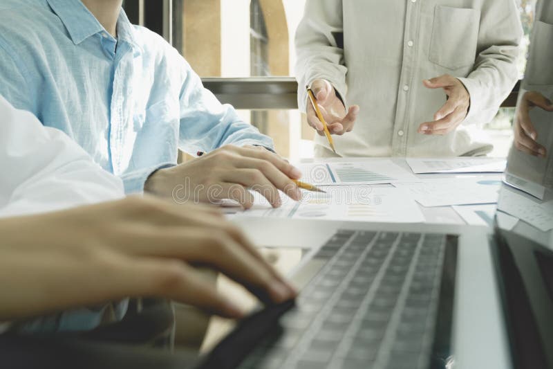 Team Work Process. Young Business Managers Crew Working with New ...