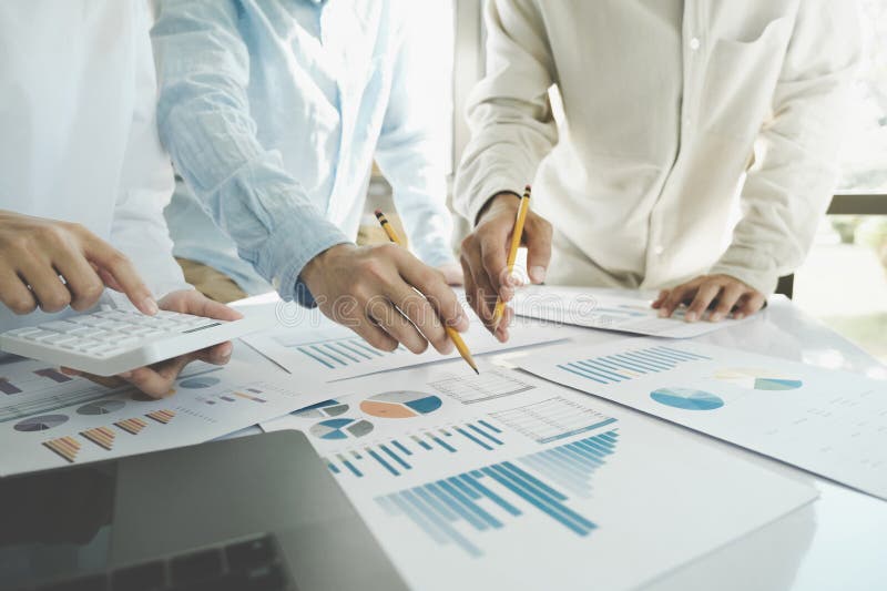 Team Work Process. Young Business Managers Crew Working with New ...