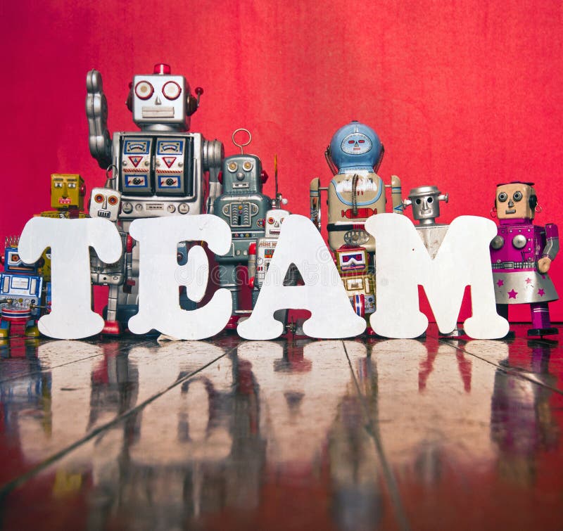 Team work robots stock photo. Image of social, relationship - 106522968