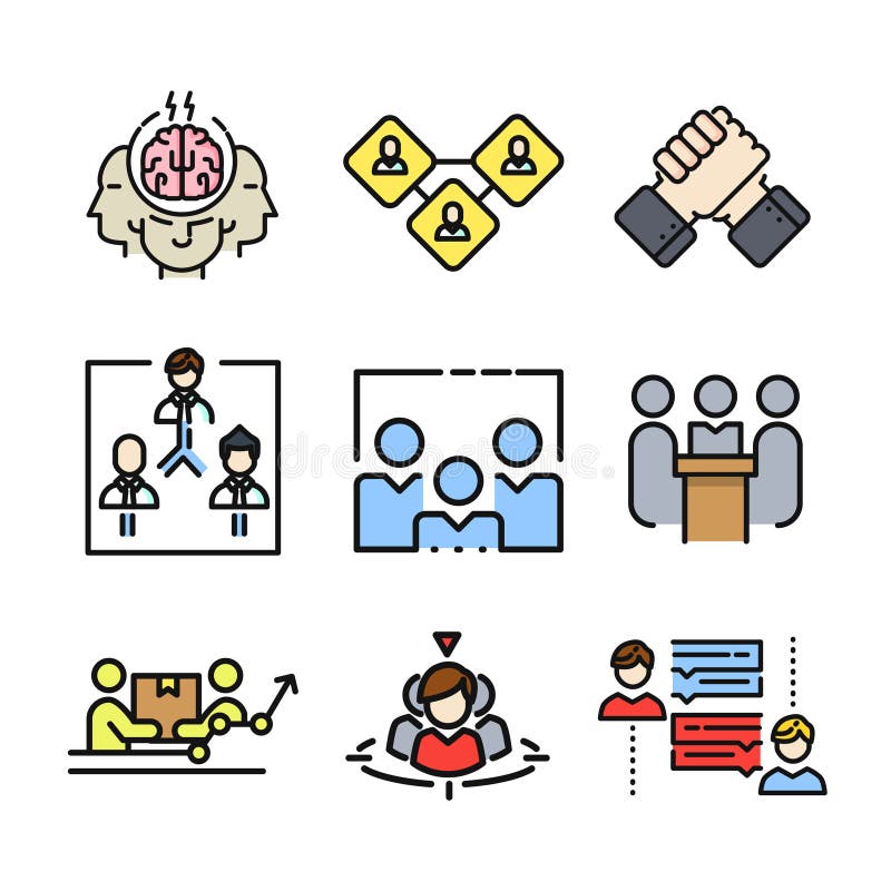 Team Work Simple Icon Color Illustration Stock Vector - Illustration of ...