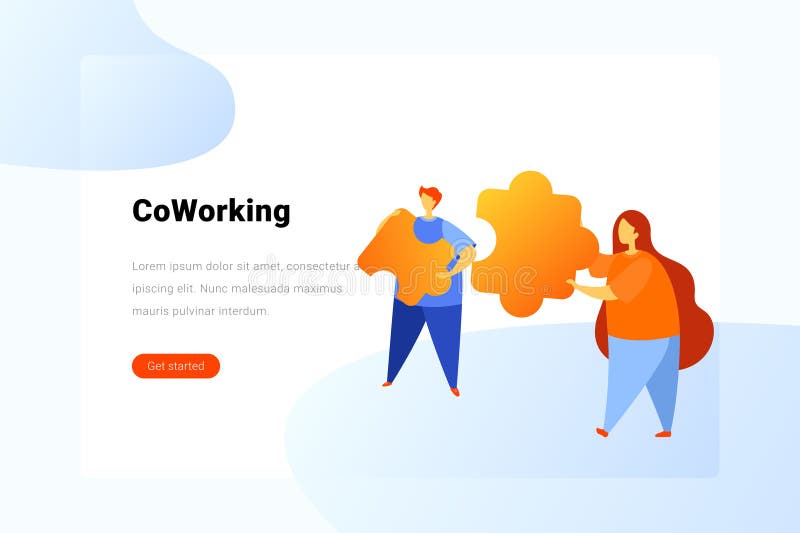 Team Work Solution Flat Vector Illustration Concept. Teamwork Coworking Creative People Man and ...