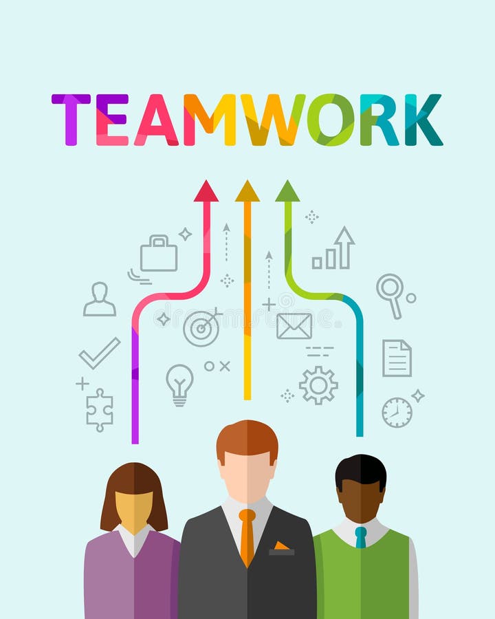 Team Work and Synergy Concept with Multiethnic Team Stock Vector ...