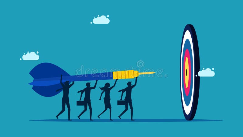 Team Work To Focus on Goals. Team of Businessmen Carry Darts To the ...