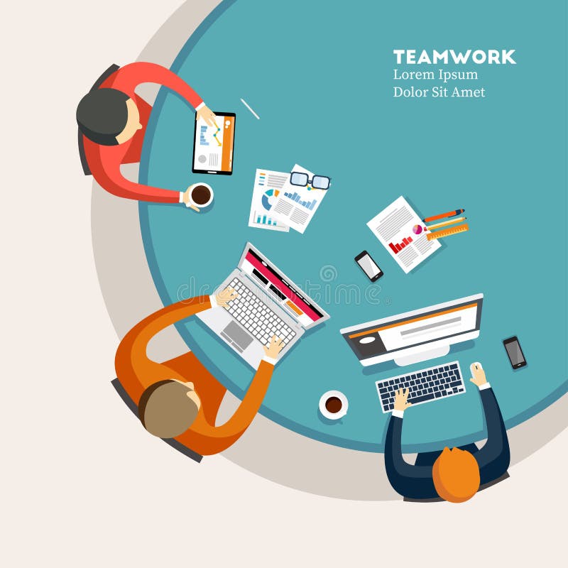 Team Work Top View Illustration Stock Illustration - Illustration of ...