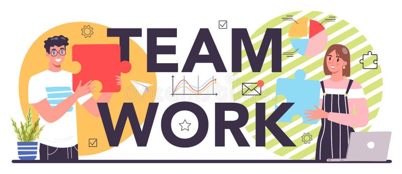 Team Work Typographic Header. Idea of Strategy and Achievement Stock ...
