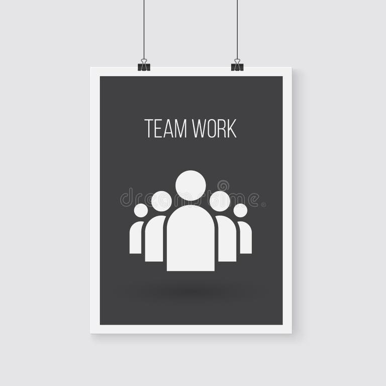 Team Work Vector Poster on a Wall. Vector Group Icon Stock Vector ...
