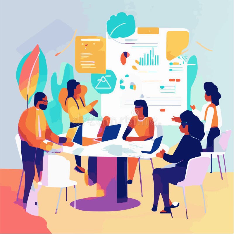 The Team Worked Collaboratively To Achieve Success Stock Vector ...