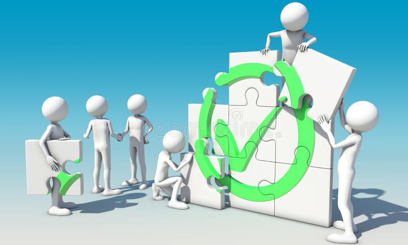 Teamwork for solution stock illustration. Illustration of jigsaw ...