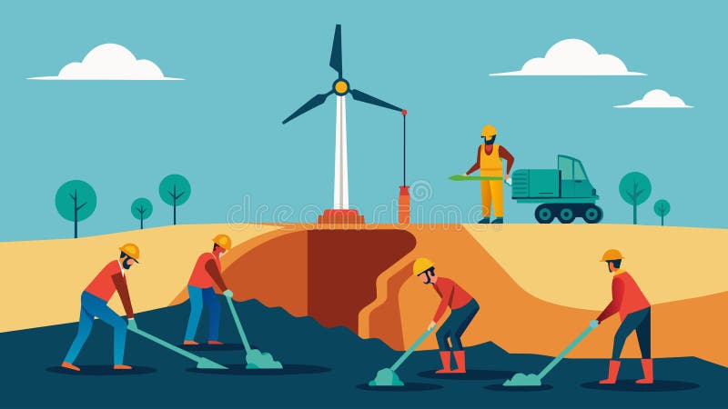 A Team of Workers Using Heavy Machinery To Dig a Deep Foundation for a ...