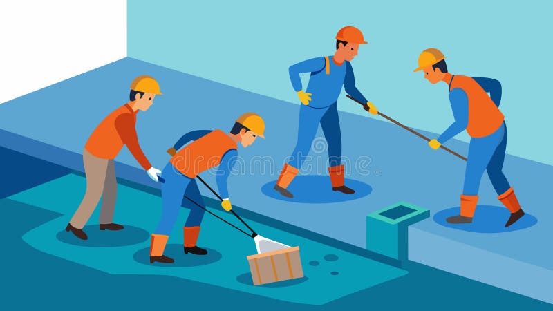 A Team of Workers Using Specialized Equipment To Inject Waterproofing ...