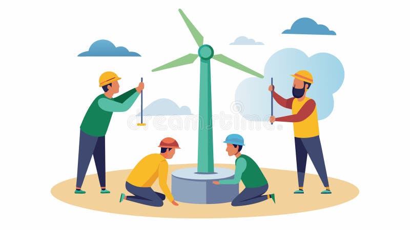 A Team of Workers Using Specialized Tools To Attach the Base of the ...