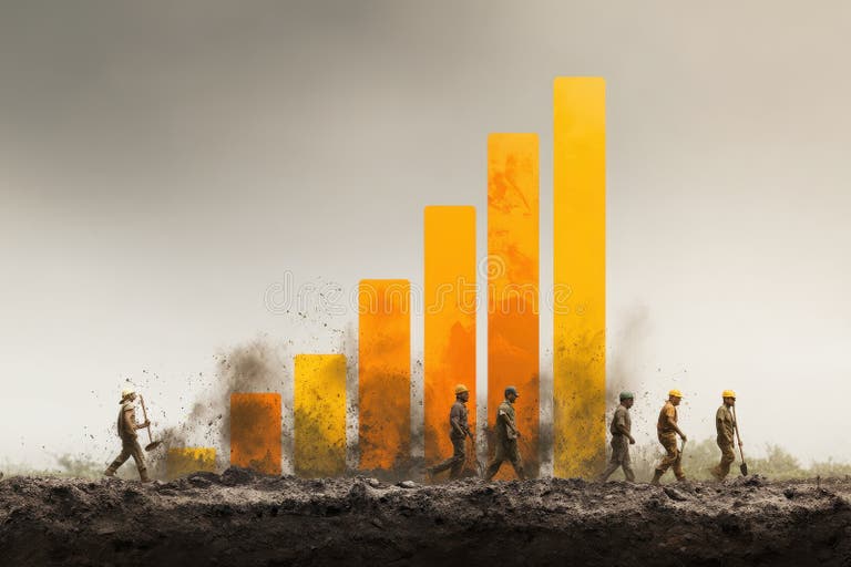 Team of Workers Walking Towards Growth in Data Performance with Bar ...