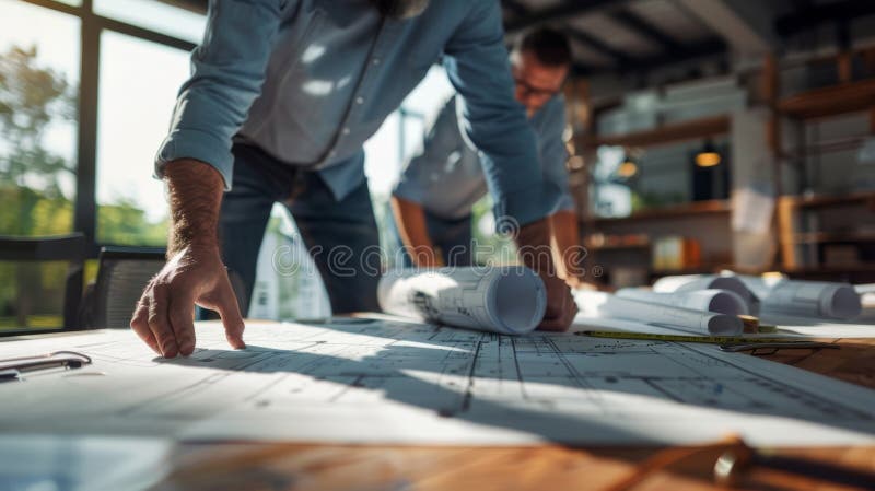 The Team Working on Blueprints. AI Generated Stock Photo - Image of ...