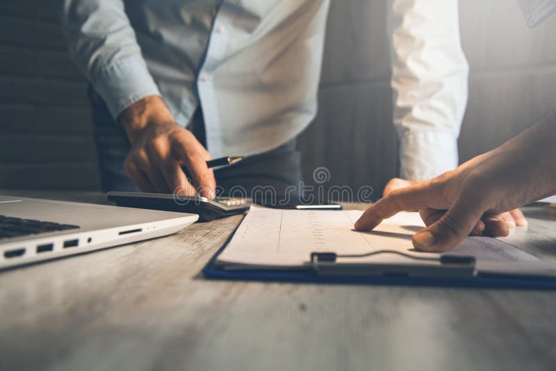 Team Working in Document on Desk Stock Image - Image of meeting ...
