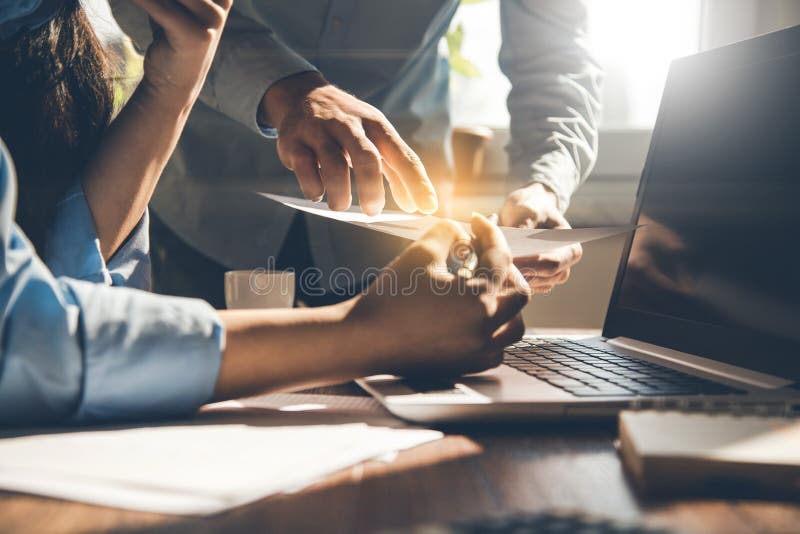 Team Working in Document and Graph Stock Image - Image of discussion ...